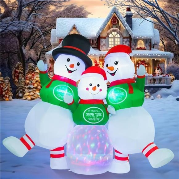 Holiday | 6ft Inflatable Christmas Snowman Family Set With Buildin Led ...